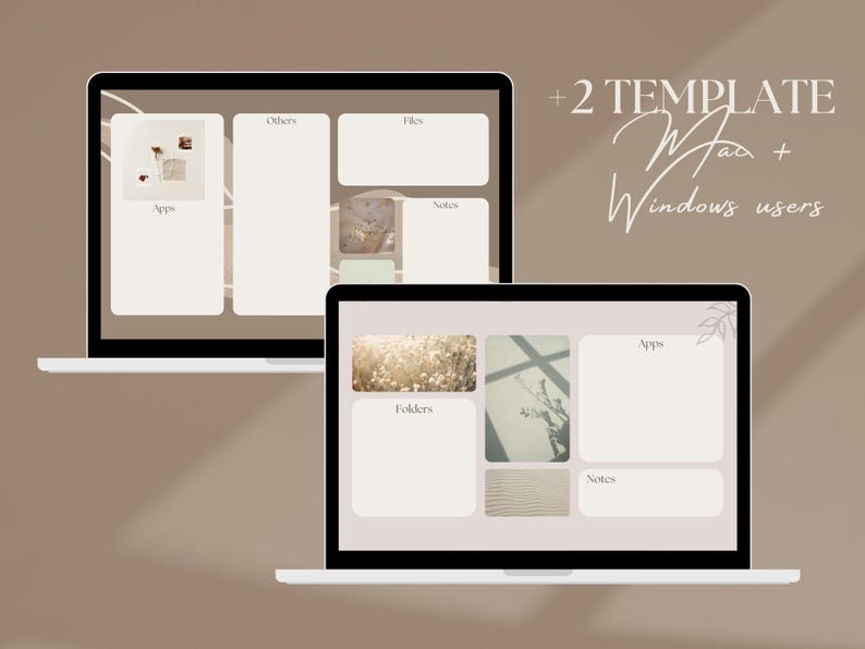 Brown Aesthetic Minimal Desktop Organizer Wallpaper, Neutral Laptop ...