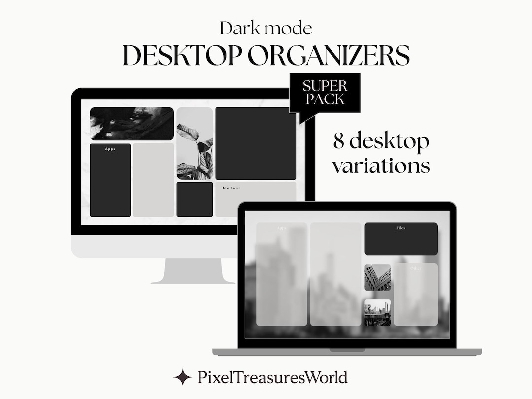 Dark Mode Desktop Organizer Wallpaper, 8 Minimalist Backgrounds, Mac ...