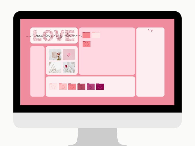 Soft Pink Aesthetic Desktop Organizer Wallpaper, Minimal Laptop Mac ...