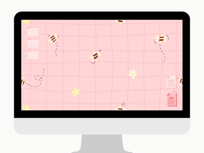 Soft Pink Aesthetic Desktop Organizer Wallpaper, Minimal Laptop Mac ...