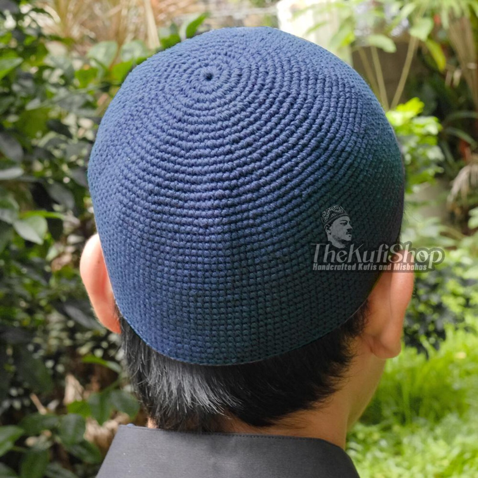 Soft Comfortable Kufi Skull Cap - Dark Navy Blue Hand-crocheted Cotton ...