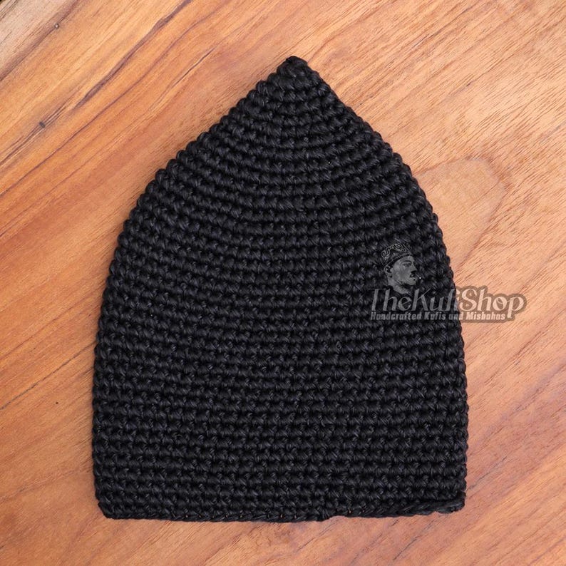 Islamic Kufi Skull Cap – Black Hand-crocheted Cotton Muslim Prayer Hat ...