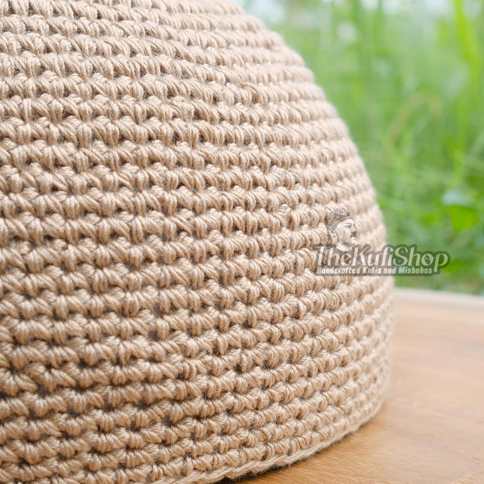 Soft Comfortable Kufi Skull Cap - Light Brown Hand-crocheted Cotton ...