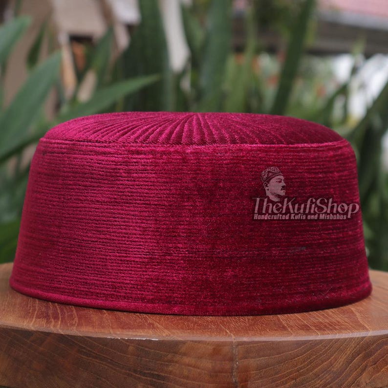 Maroon Rigid Muslim Kufi Prayer Hat - Handcrafted High-quality Turkish ...
