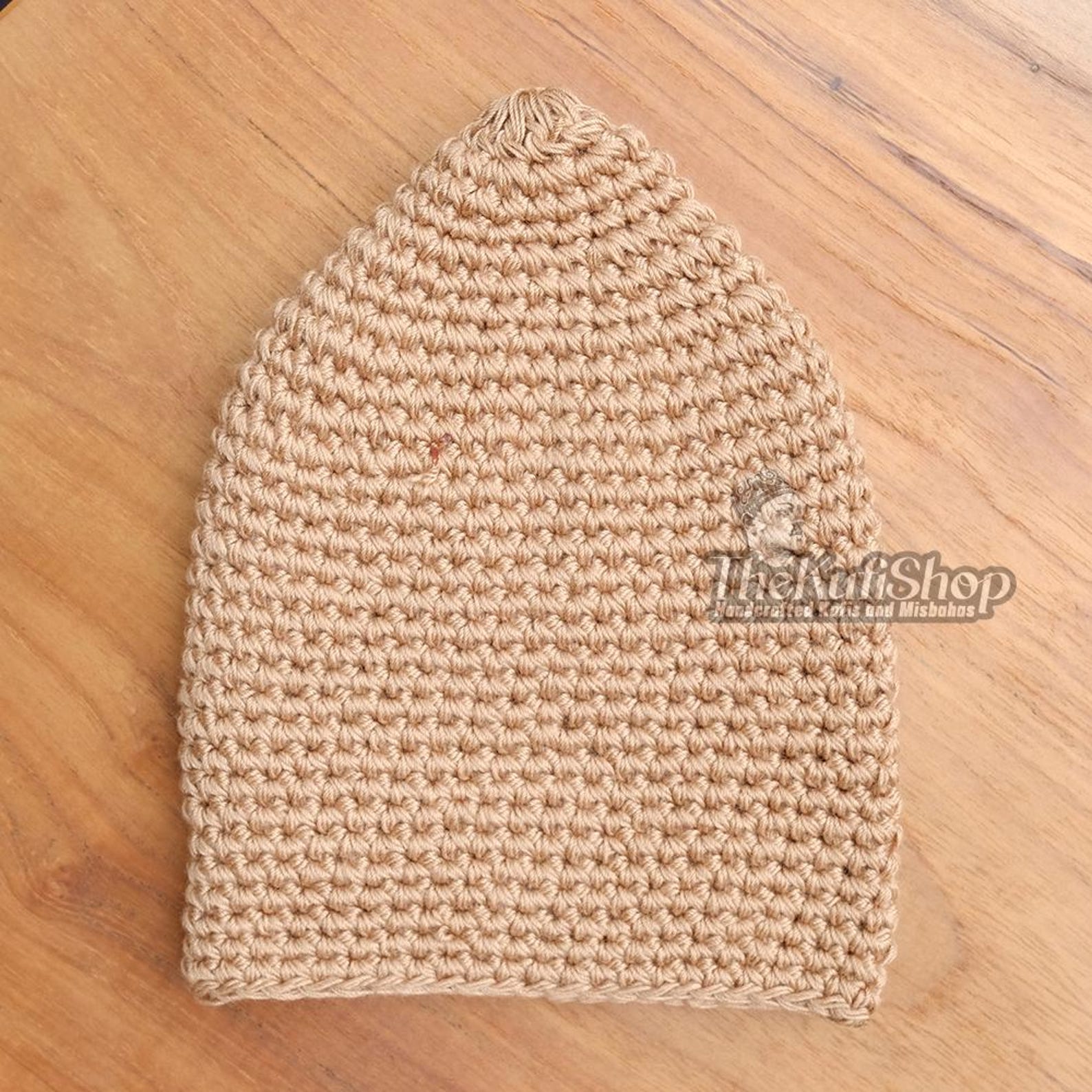 Soft Comfortable Kufi Skull Cap - Light Brown Hand-crocheted Cotton ...