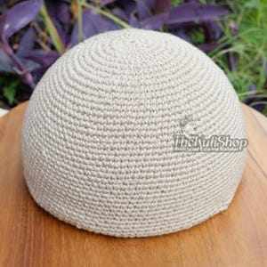 Islamic Kufi Skull Cap Khaki Hand-crocheted Cotton Muslim Prayer Hat ...