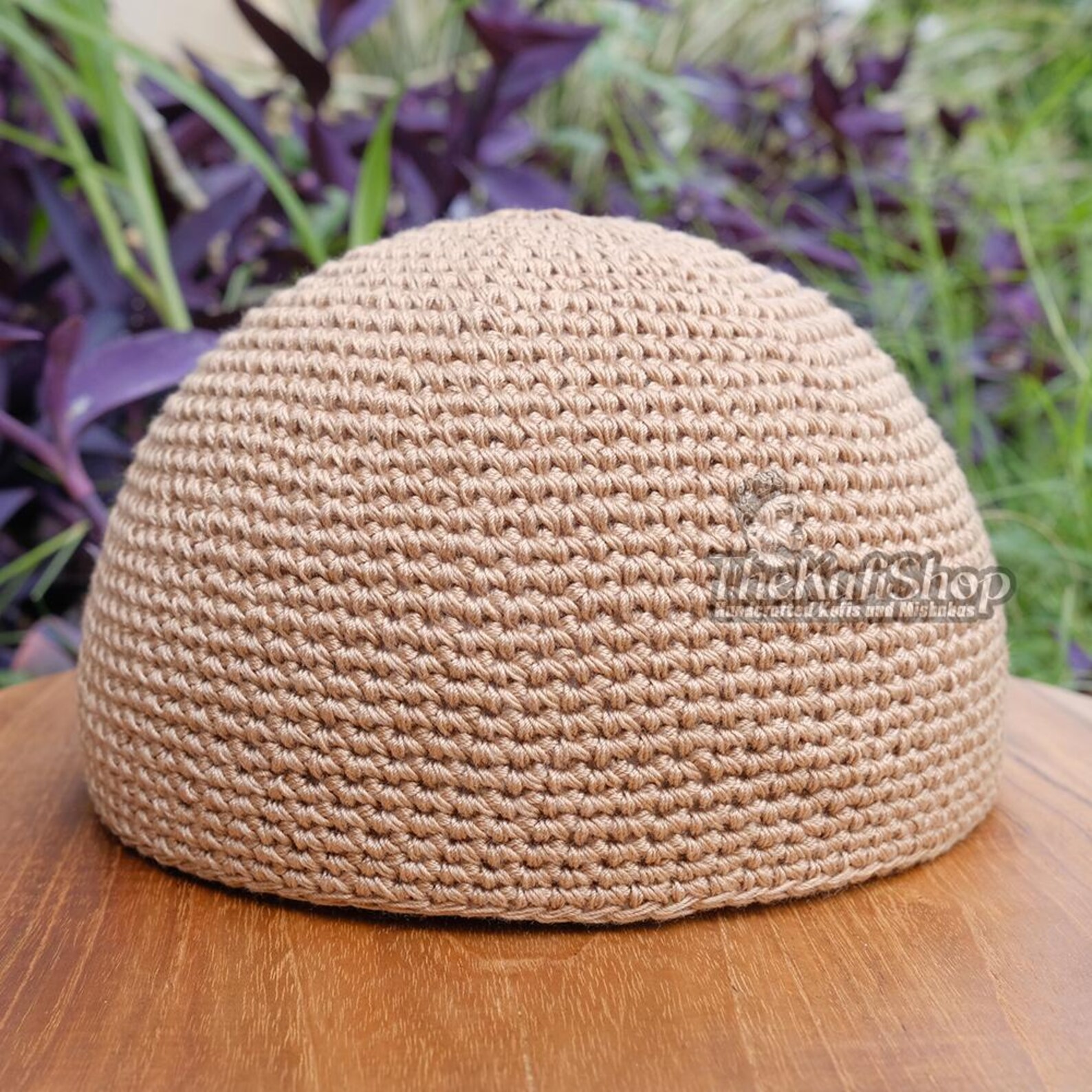 Soft Comfortable Kufi Skull Cap - Light Brown Hand-crocheted Cotton ...