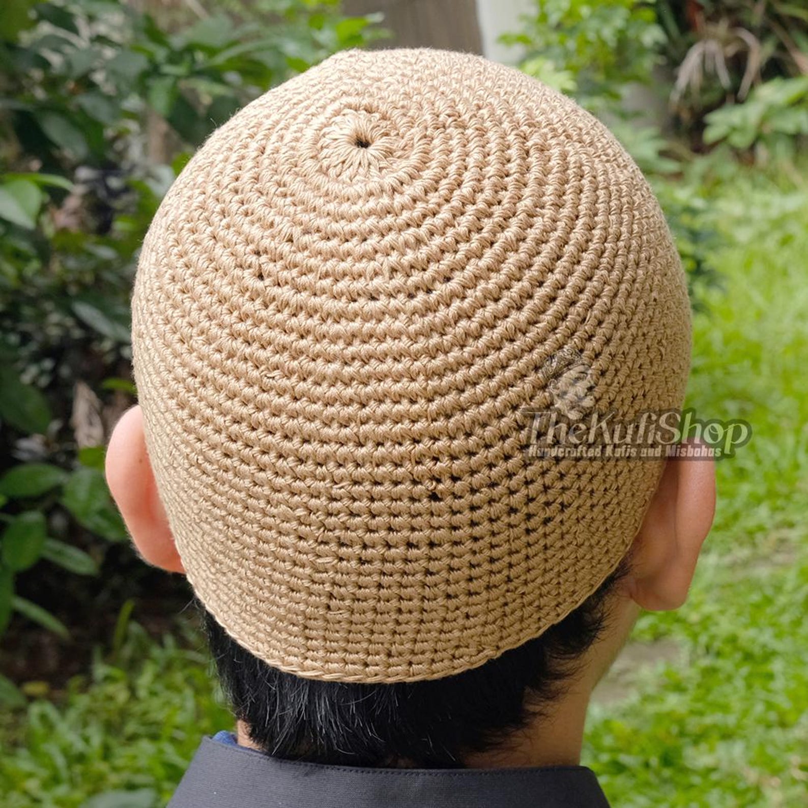 Soft Comfortable Kufi Skull Cap - Light Brown Hand-crocheted Cotton ...