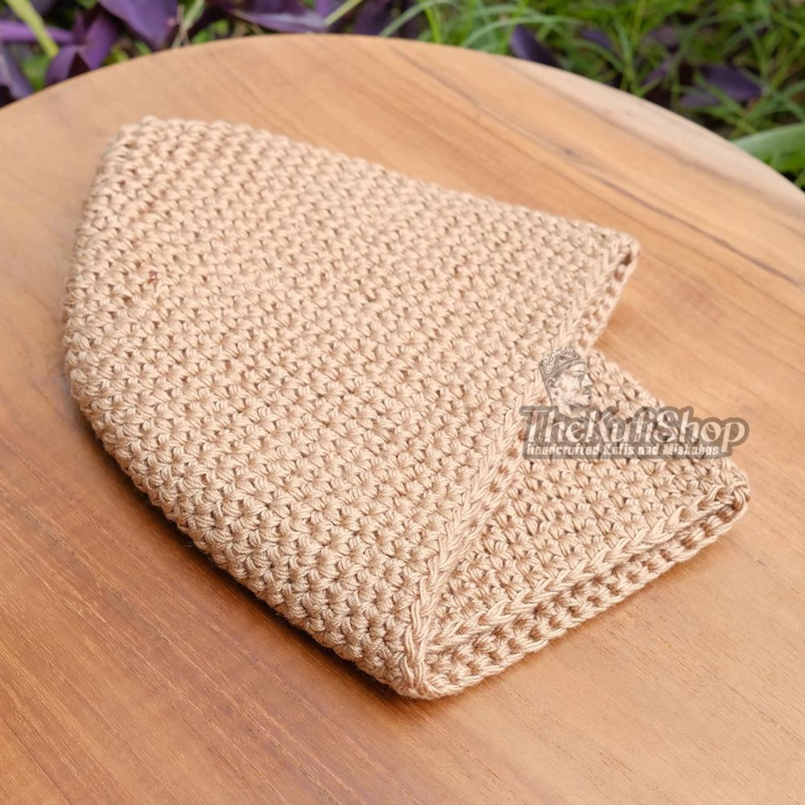 Soft Comfortable Kufi Skull Cap - Light Brown Hand-crocheted Cotton ...