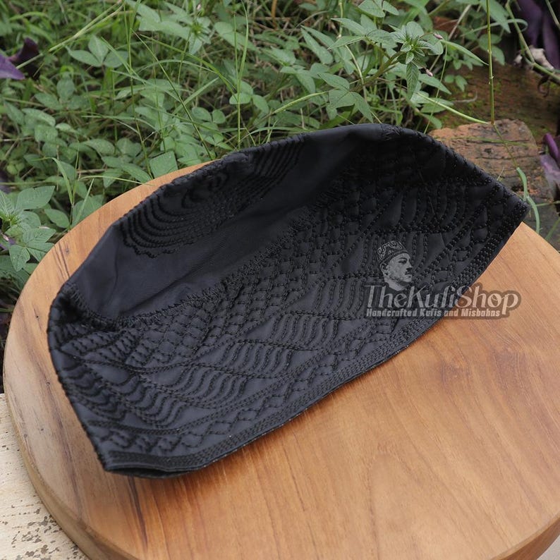 Black Madinah Muslim Prayer Kufi Hat – Handcrafted Soft-cotton ...