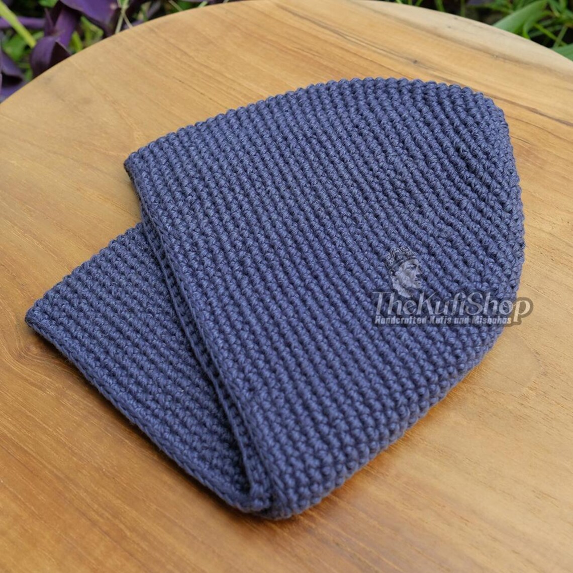 Soft Comfortable Kufi Skull Cap - Dark Navy Blue Hand-crocheted Cotton ...