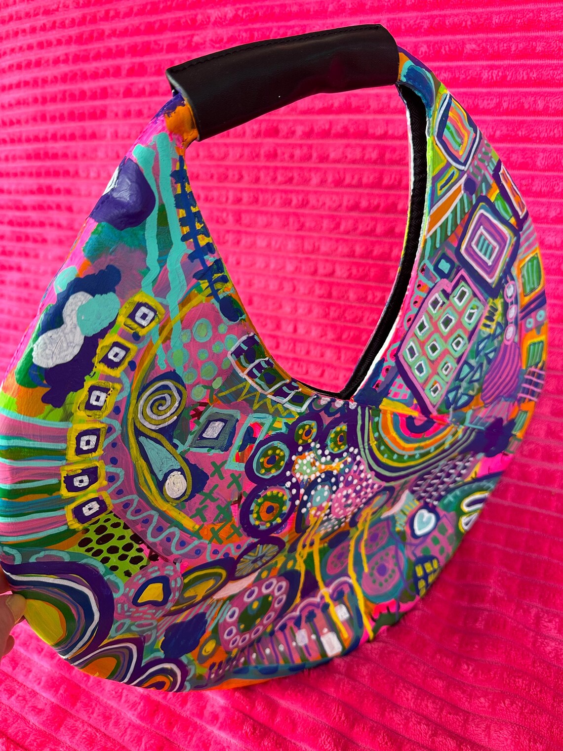 Unique Abstract Functional Art Purse Funky Colorful Handbag Shoulderbag ...
