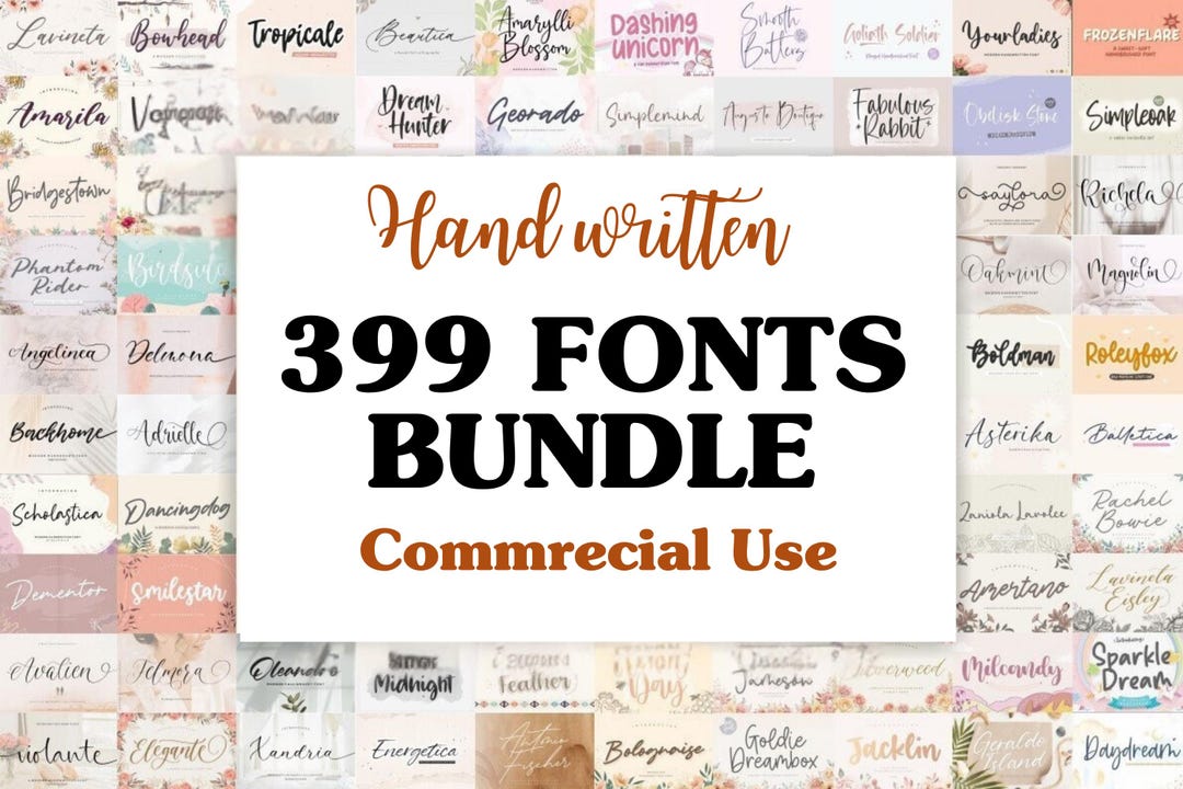 The Ultimate 399 Fonts - Font Bundle | TTF SVG | Heart Font, Cricut, Canva, Script, Digital ...