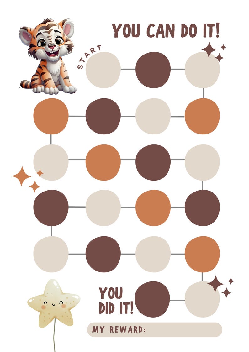 Kids Reward Chart Printable - Tiger Routine Tracker for Children - You ...