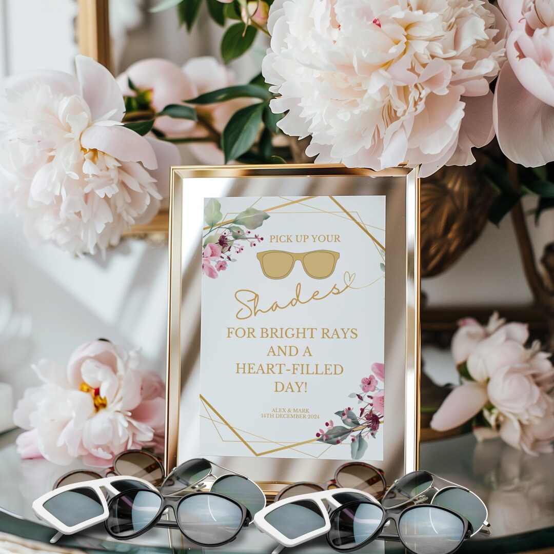 Grab Some Shades Wedding Sign Template - Digital Download - 5x7 Inch ...