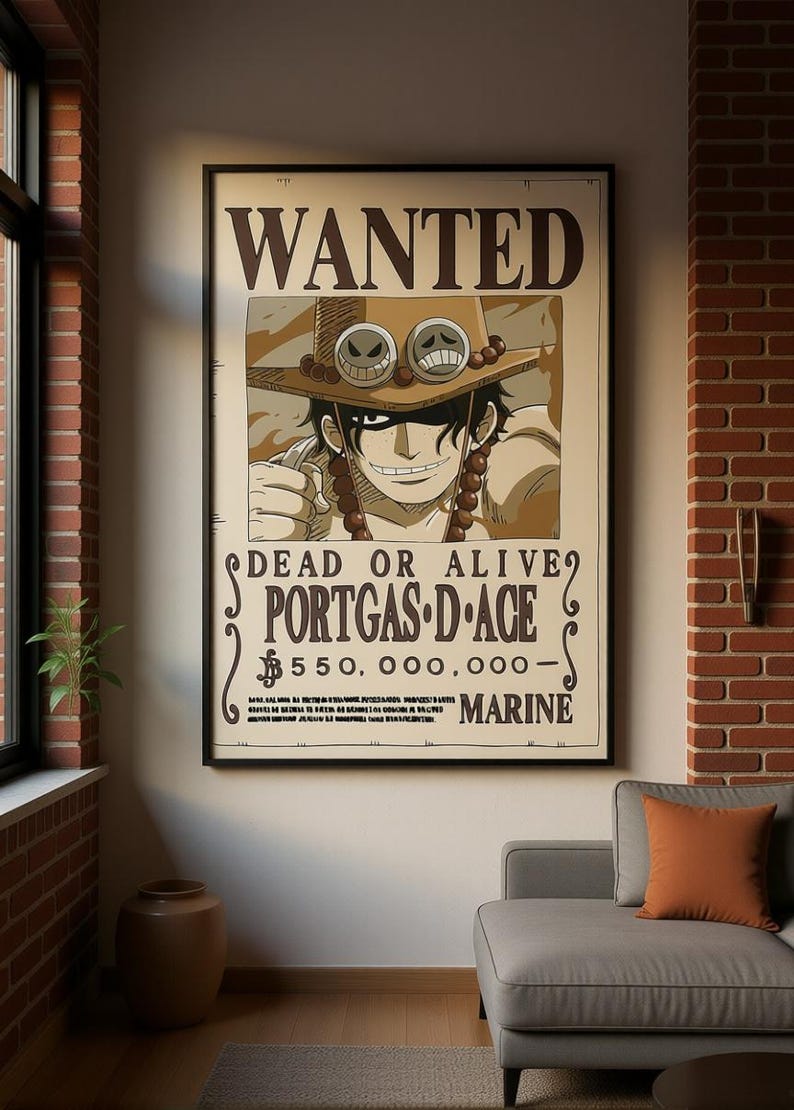 One Piece Portgas D. Ace Wanted Poster – Retro Anime Metal Art - Etsy ...