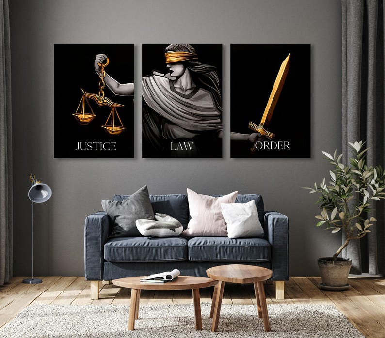 Law Wall Art, Lady Justice, Gavel, Scales of Justice Art, Lawyer Print ...