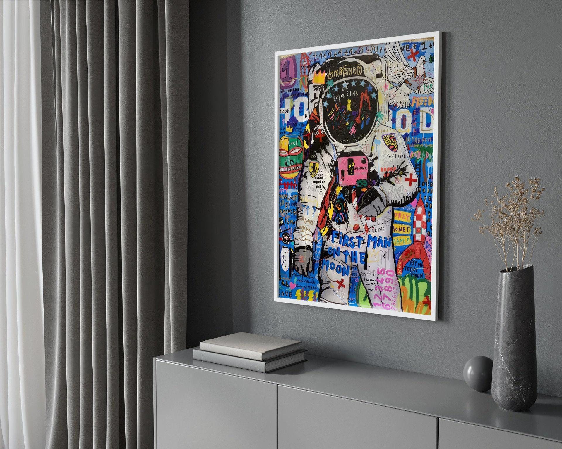 Astronaut Graffiti Art Print: Modern Spaceman Pop Art Poster - Etsy
