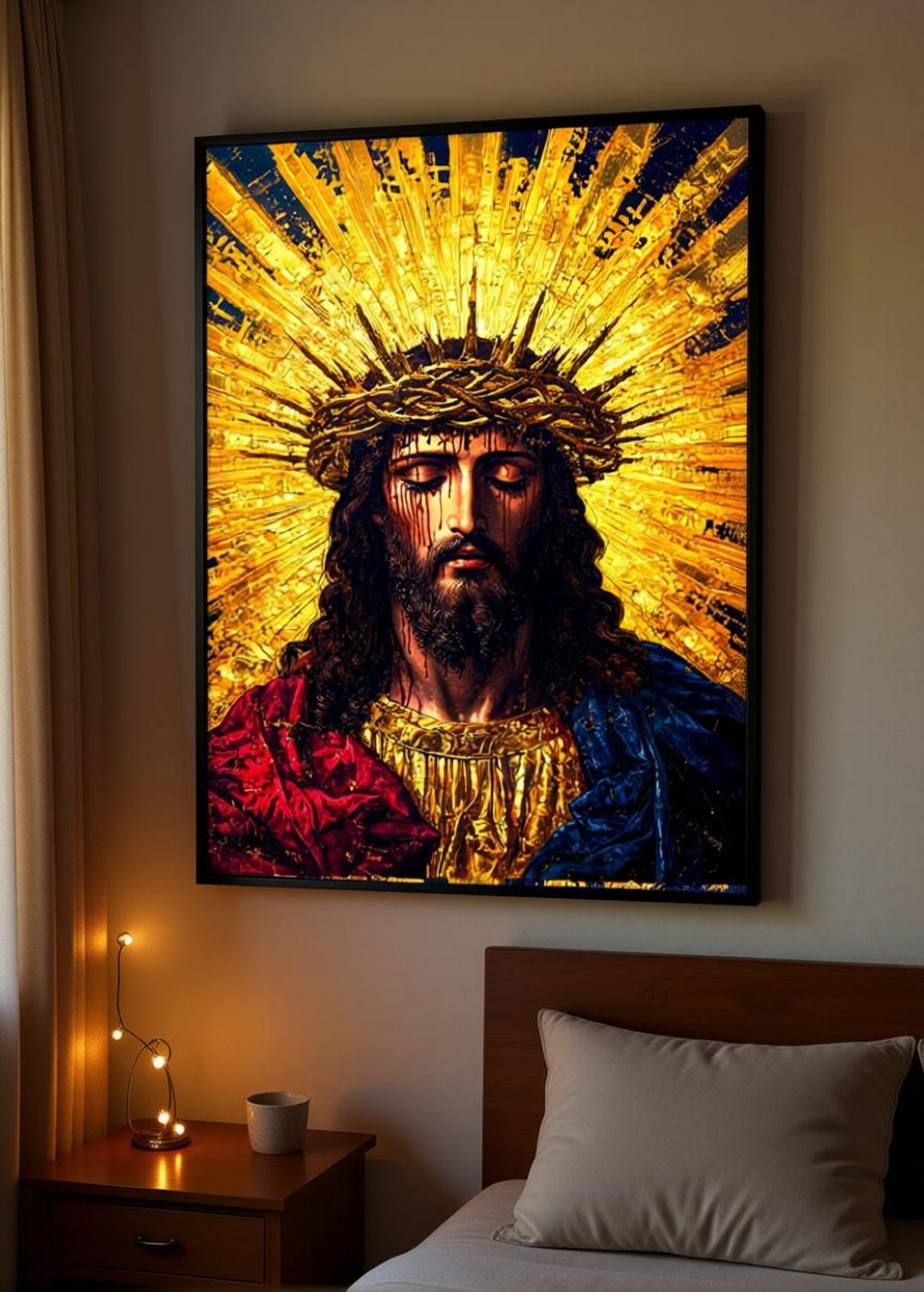 Jesus Christ Art | Realistic Religious Painting With Golden Halo - Etsy