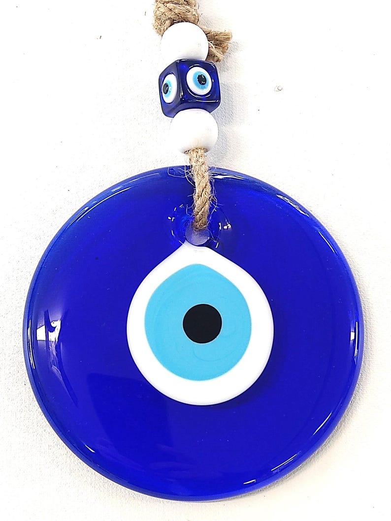 Large Round Evil Eye Turkish Blue Decorative Amulet Wall Decor Ornament ...