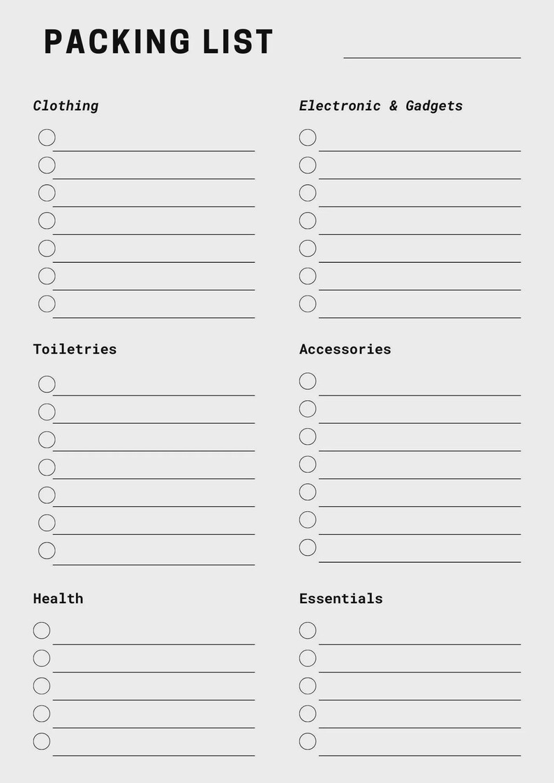 Printable Holiday Packing Checklist - Organized Packing for Travel ...