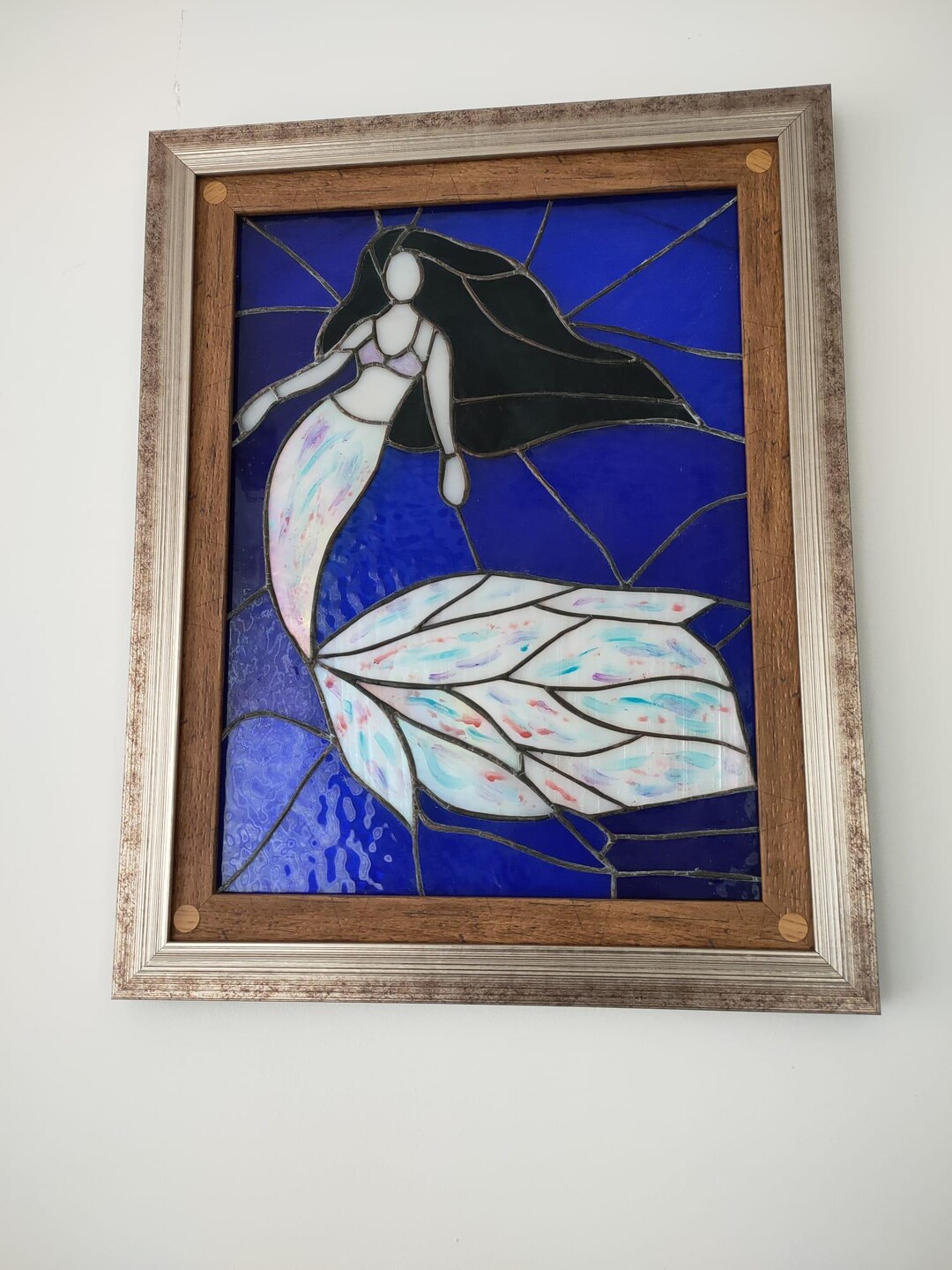 Handcrafted Stained Glass Mermaid Art - 40x50 Cm Wall Decor - Etsy