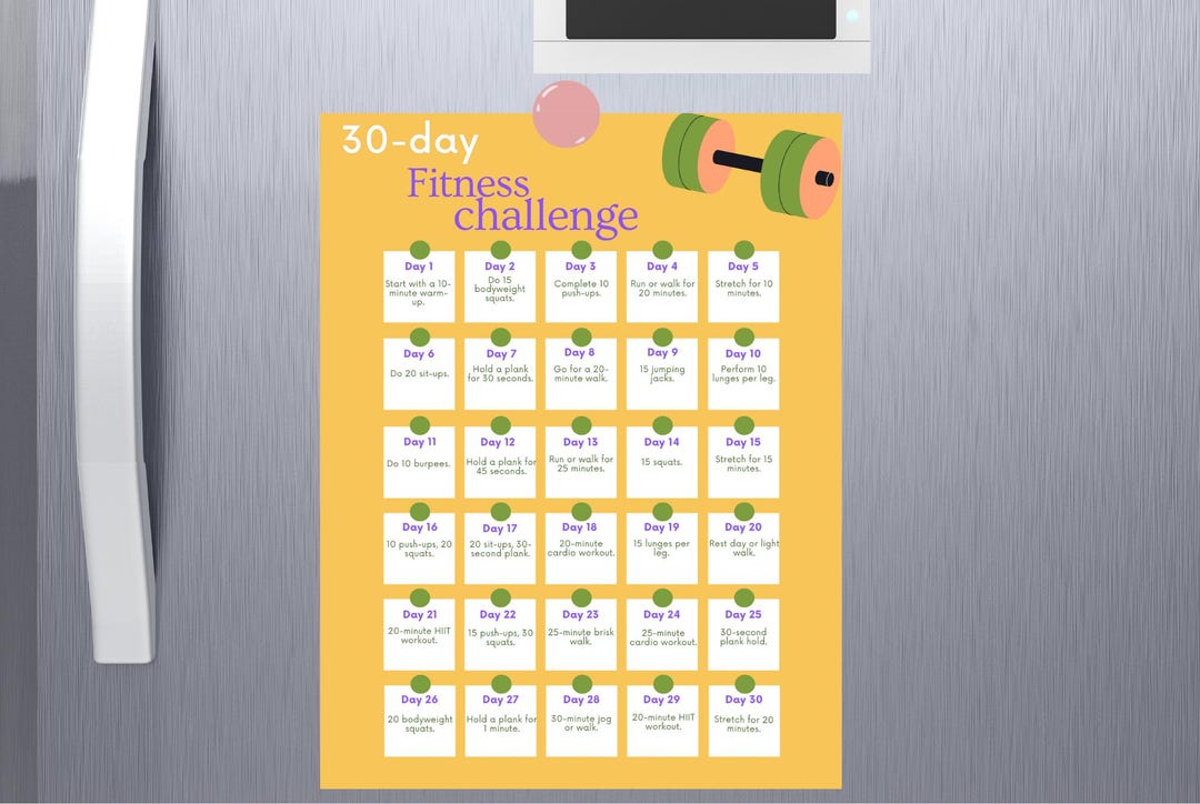 Printable Fitness 30-day Challenge | Daily Workout Tasks | Boost Your ...