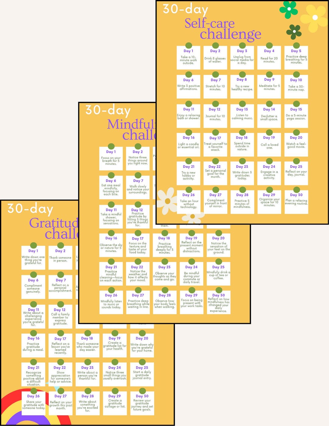 Printable 30-day Wellness Starter Bundle: Gratitude, Mindfulness & Self ...