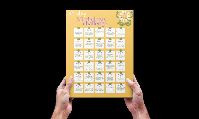 Printable Mindfulness 30-day Challenge | Daily Mindfulness Tasks ...