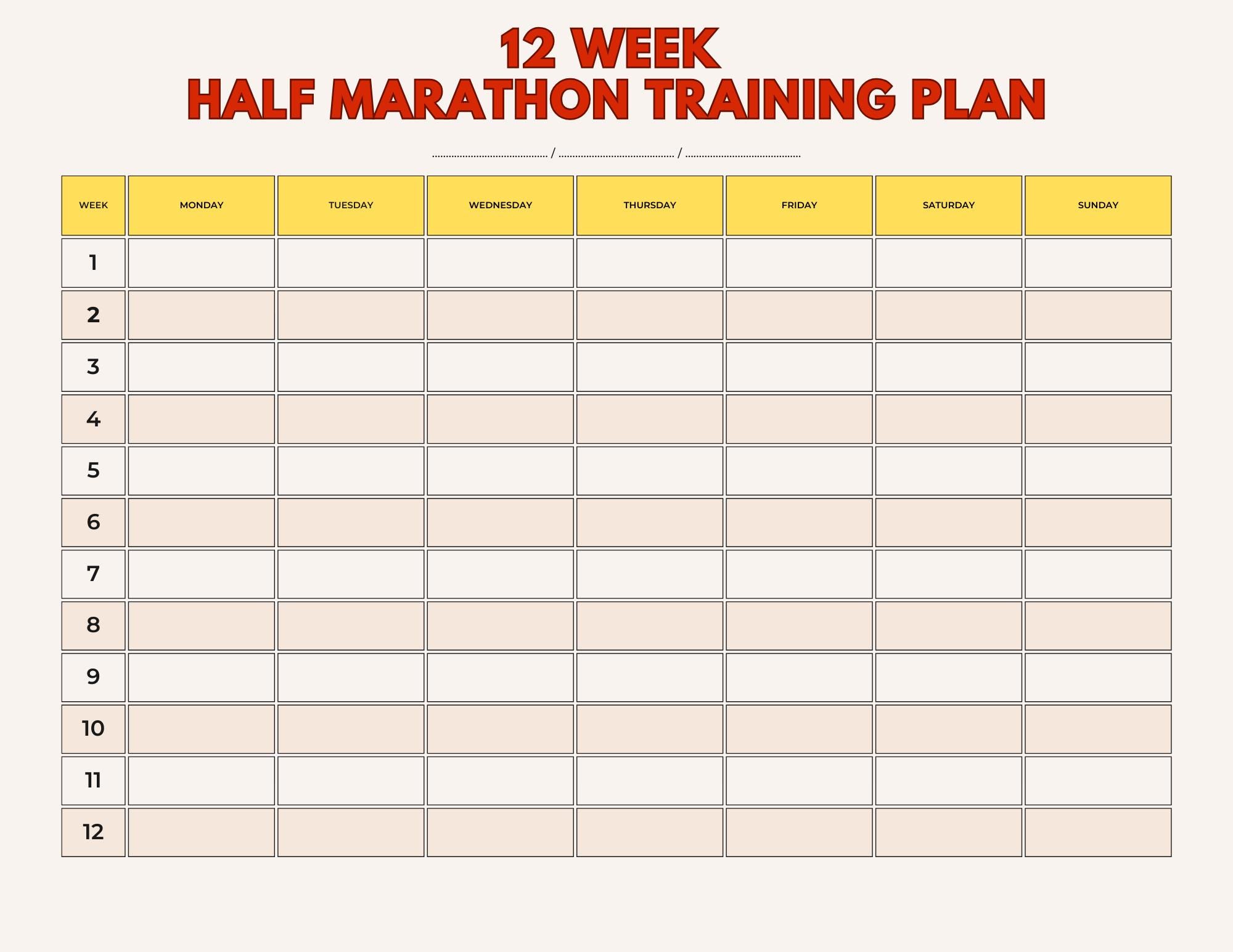 Intermediate Half Marathon Training Plan | 12-week Program With DIY ...