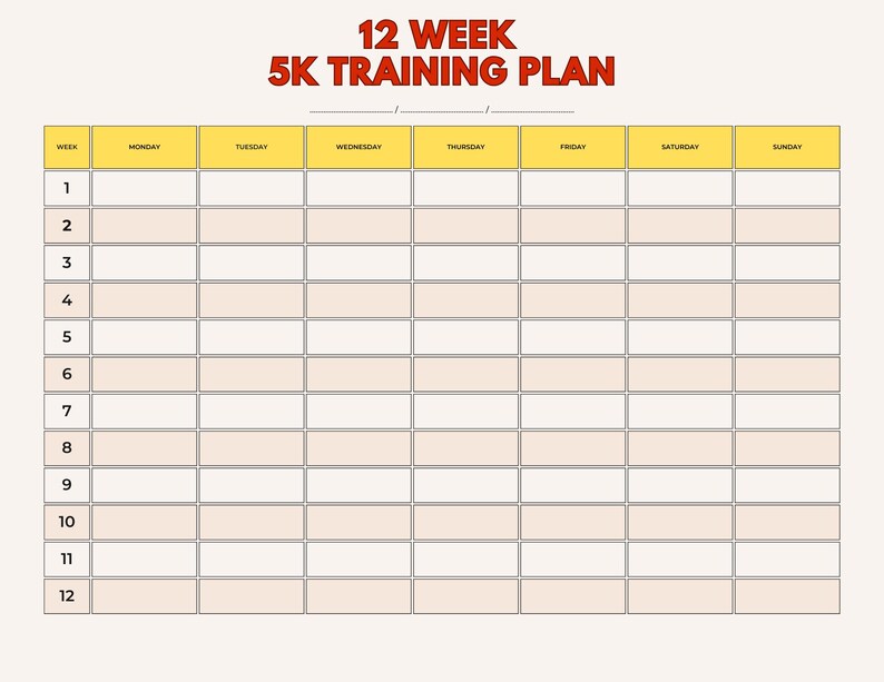 Beginner 5K Training Plan 12-week Running Program With Example & DIY ...