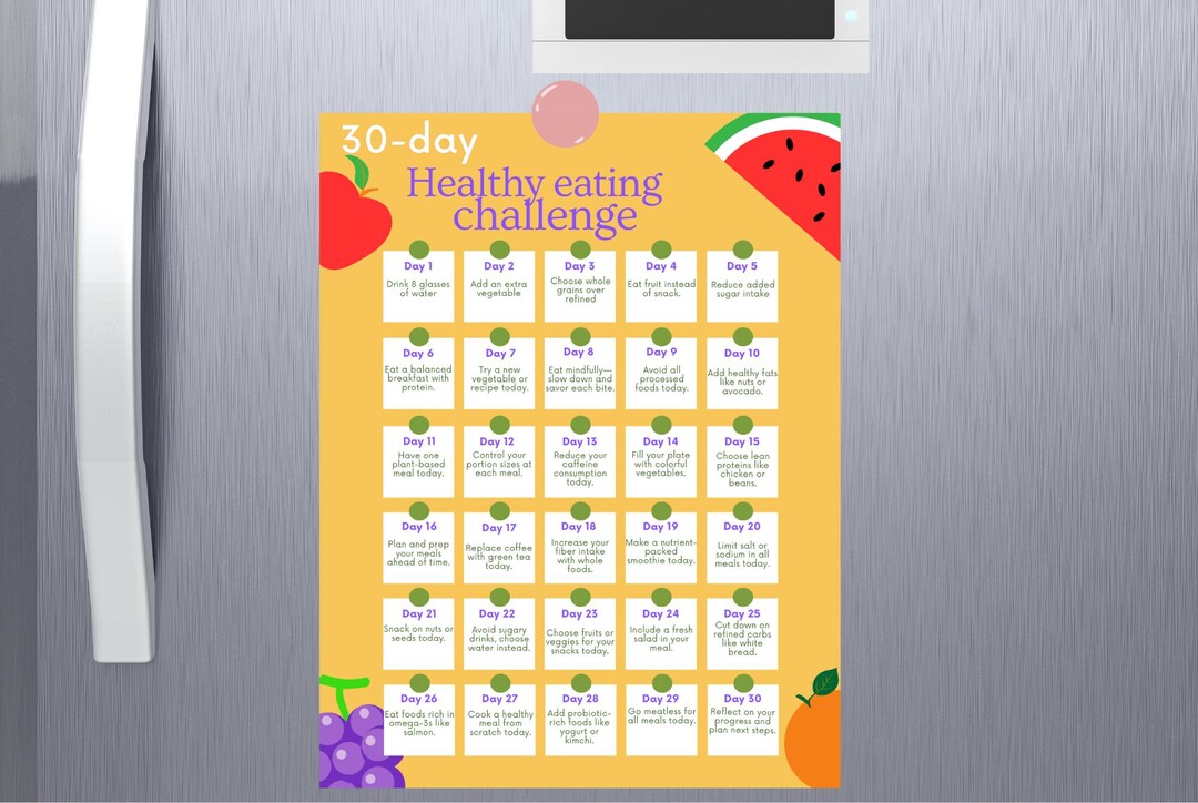 Printable Healthy Eating 30-day Challenge | Daily Nutrition Tasks ...