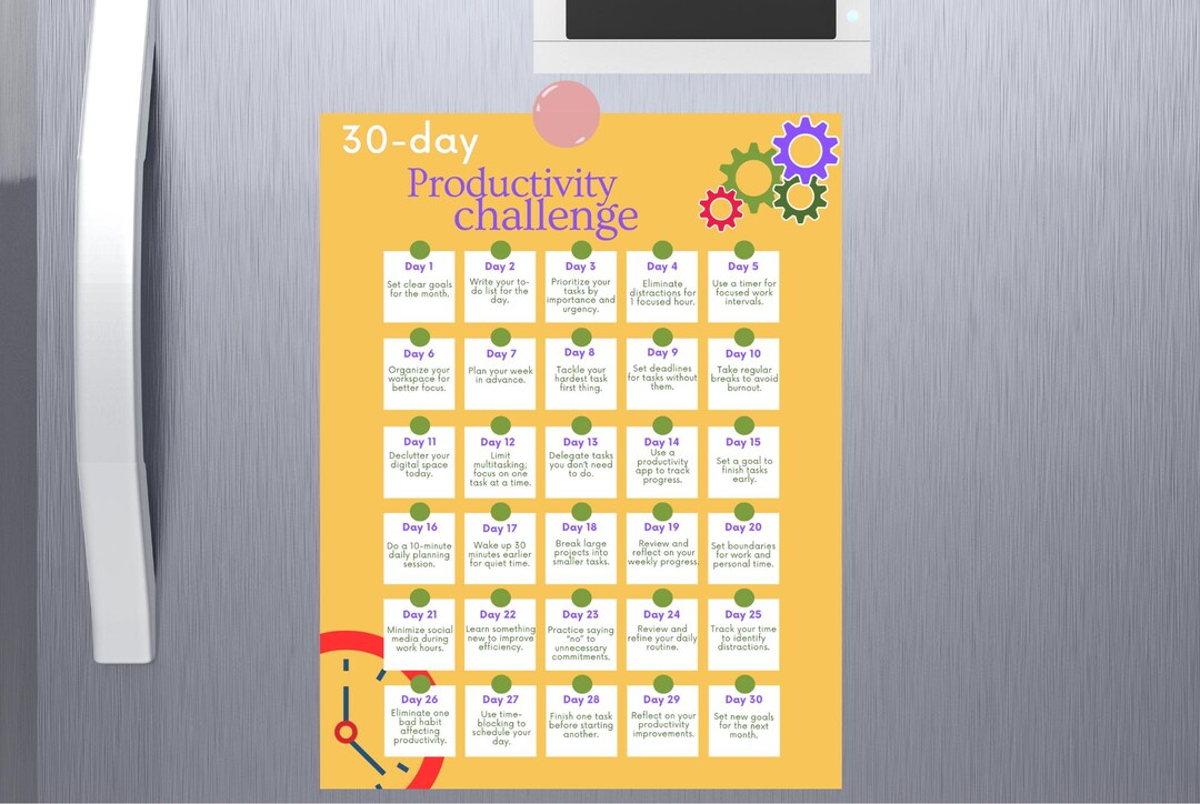 Printable Productivity 30-day Challenge | Boost Daily Efficiency ...