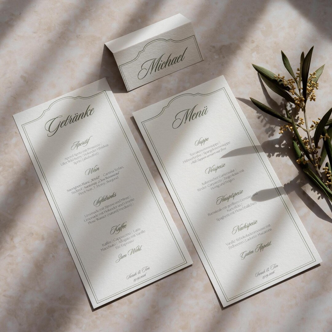 Menu Cards for Weddings | Menus for Birthdays, Christenings, Parties ...