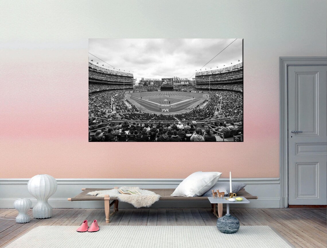 Yankee Stadium Black White Canvas, Yankees Baseball Poster, New York ...