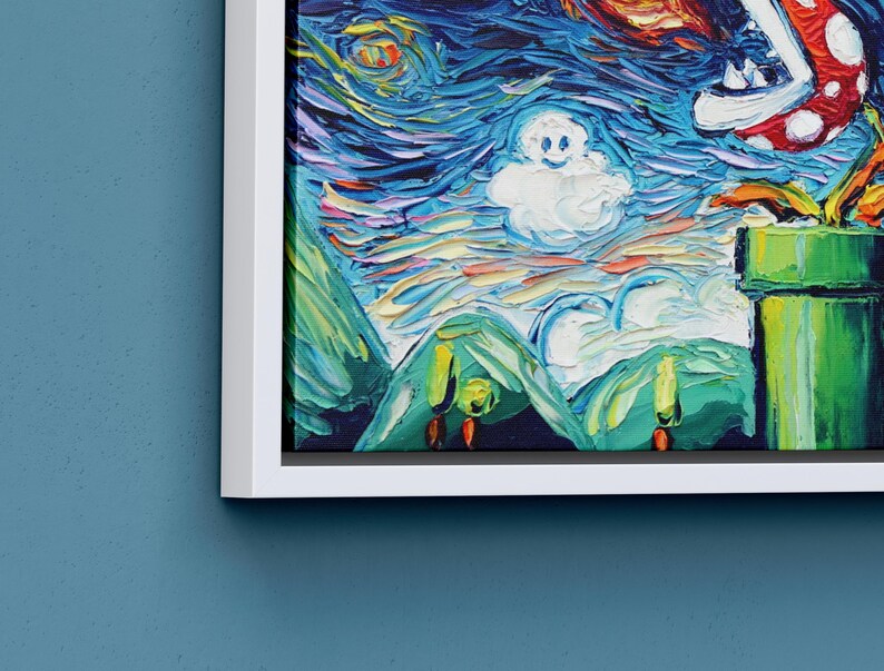 Mario Bros Starry Night, Mario World Gogh Poster, Van Gogh Artwork ...