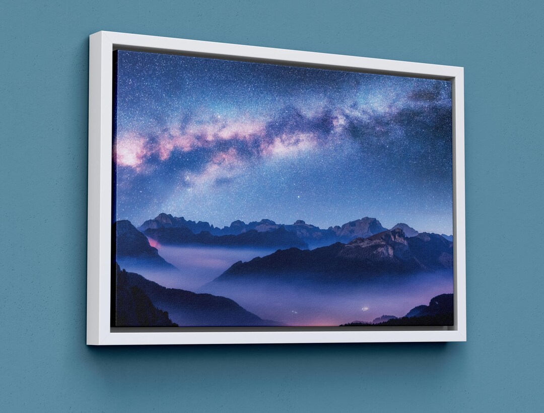 Starry Sky Wall Art, Night Sky Poster, Night Landscape Wall Art ...
