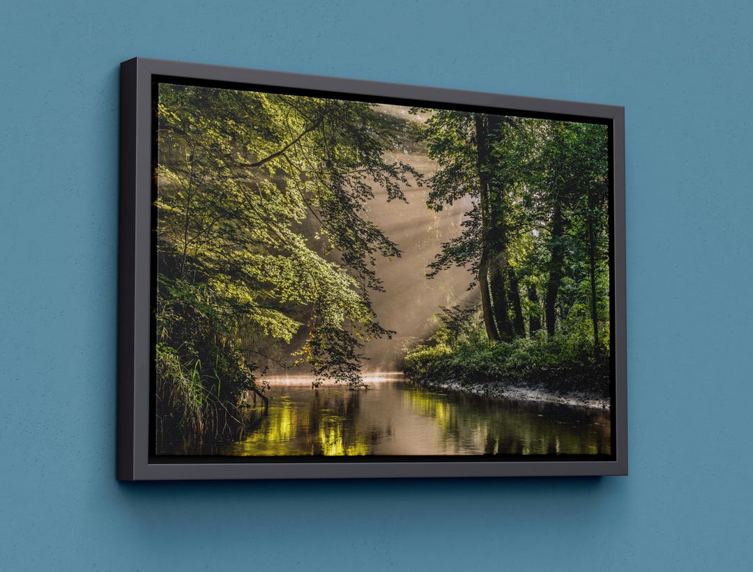 Forest Wall Art Canvas, Forest Tree Art Prints, Forest River Painting ...