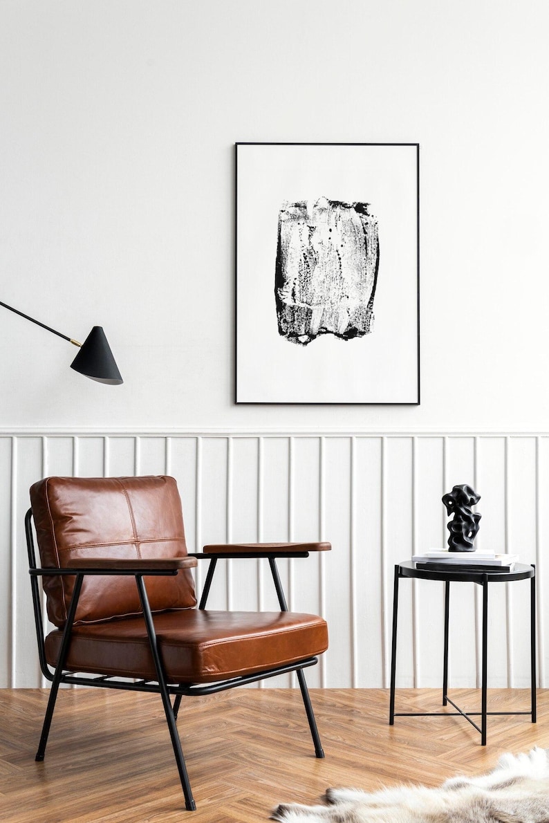 Minimalist Black and White Monotype Print | Monochrome Abstract Print ...