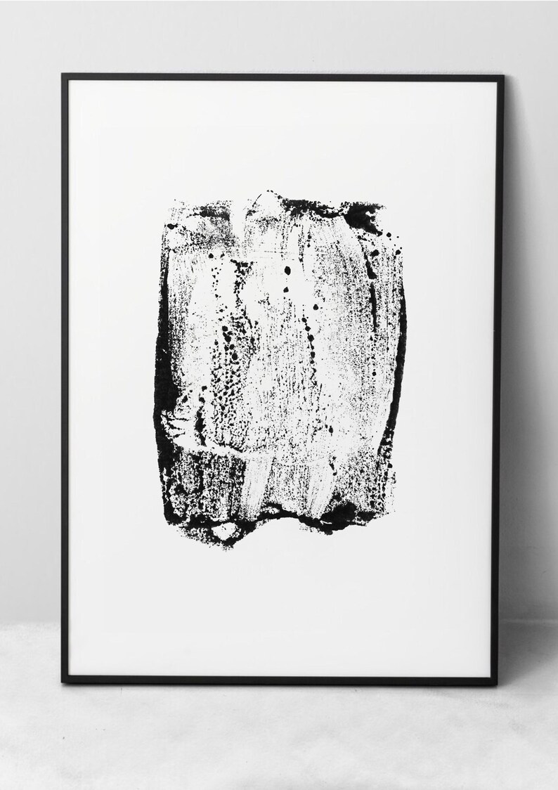 Minimalist Black and White Monotype Print | Monochrome Abstract Print ...