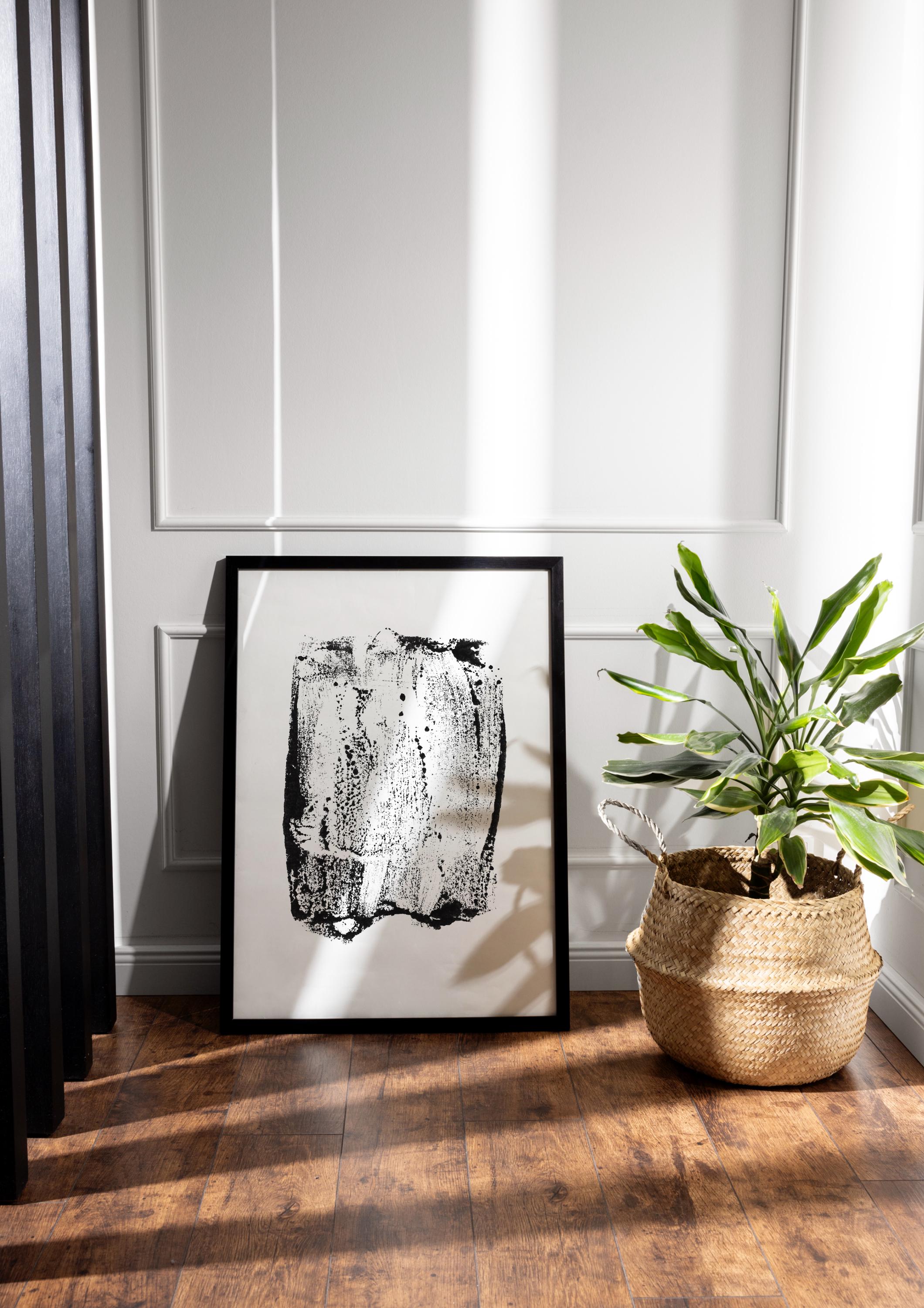 Minimalist Black and White Monotype Print | Monochrome Abstract Print ...