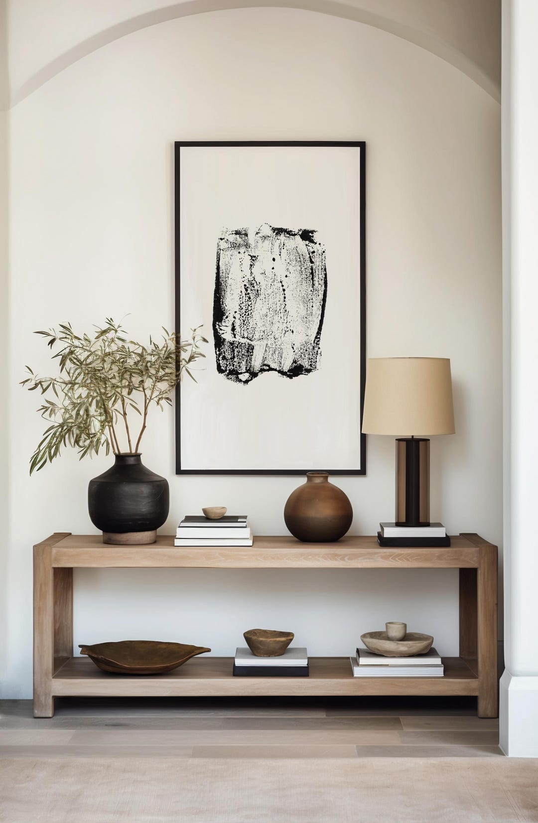 Minimalist Black and White Monotype Print | Monochrome Abstract Print ...
