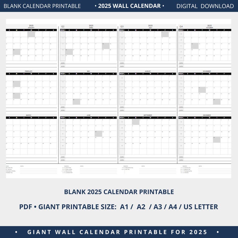 Business Calendar Year Planner Printable, Daily Weekly Monthly Calendar ...