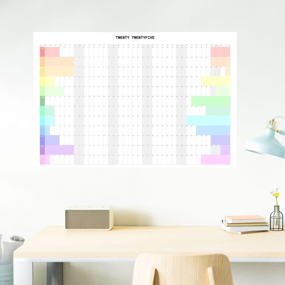 2025 Year Wall Planner, Horizontal Large Wall Calendar Printable| Giant ...
