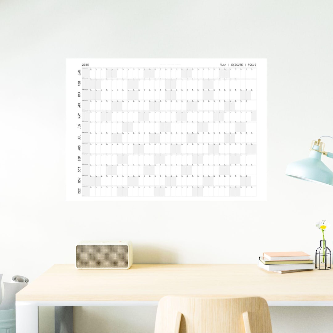 2025 Calendar Printable, Blank Calendar, Giant Monthly Calendar for ...