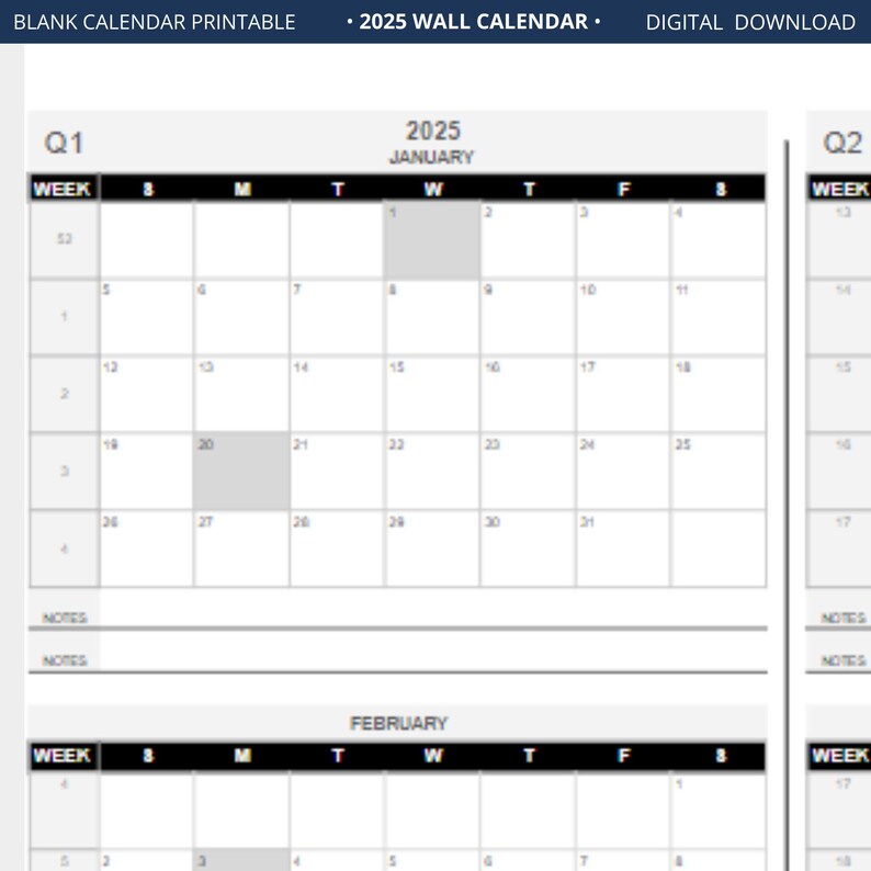 Business Calendar Year Planner Printable, Daily Weekly Monthly Calendar ...
