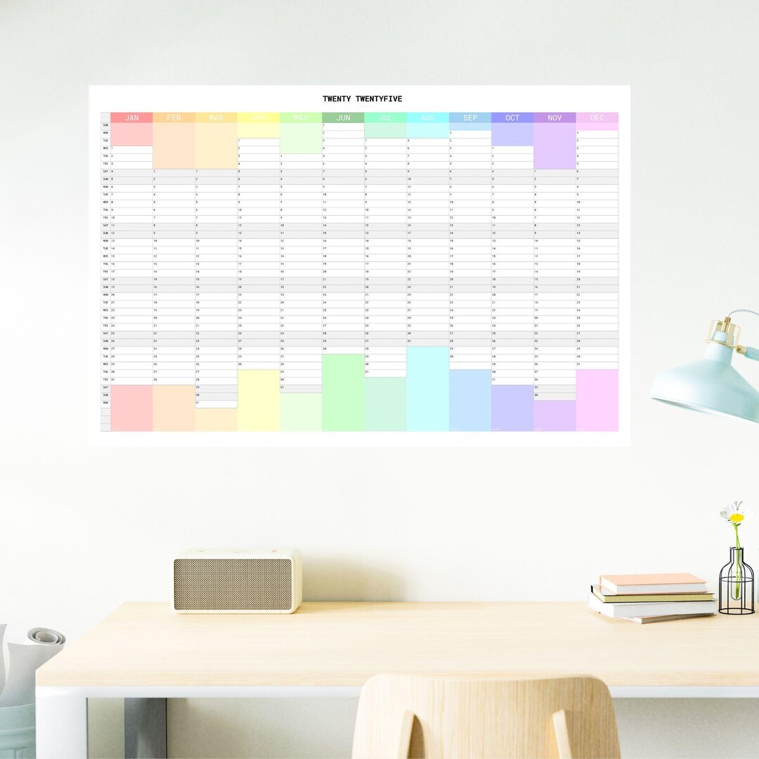 2025 Year Wall Planner Printable, Vertical Large Wall Calendar Planner ...