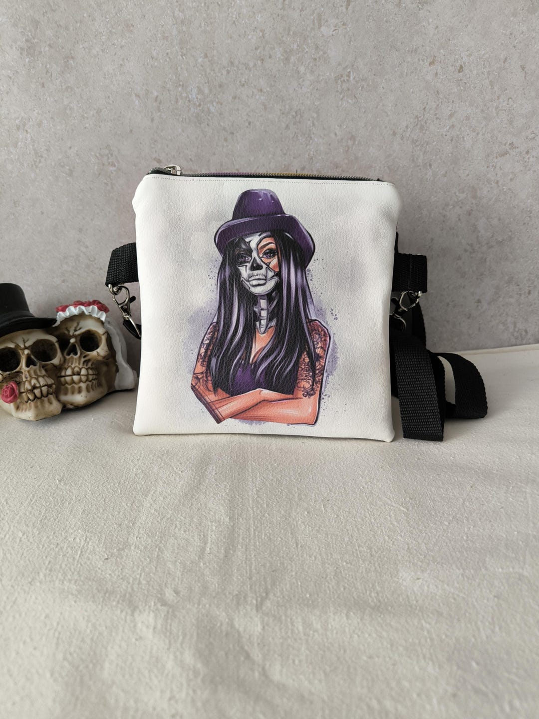 Gothic Faux Leather Clutch – Dark Elegance With Enchanting Portrait ...