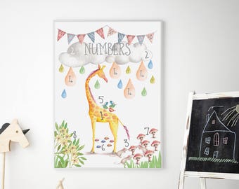 Watercolour Alphabet Educational Art Print Alphabet Poster | Etsy