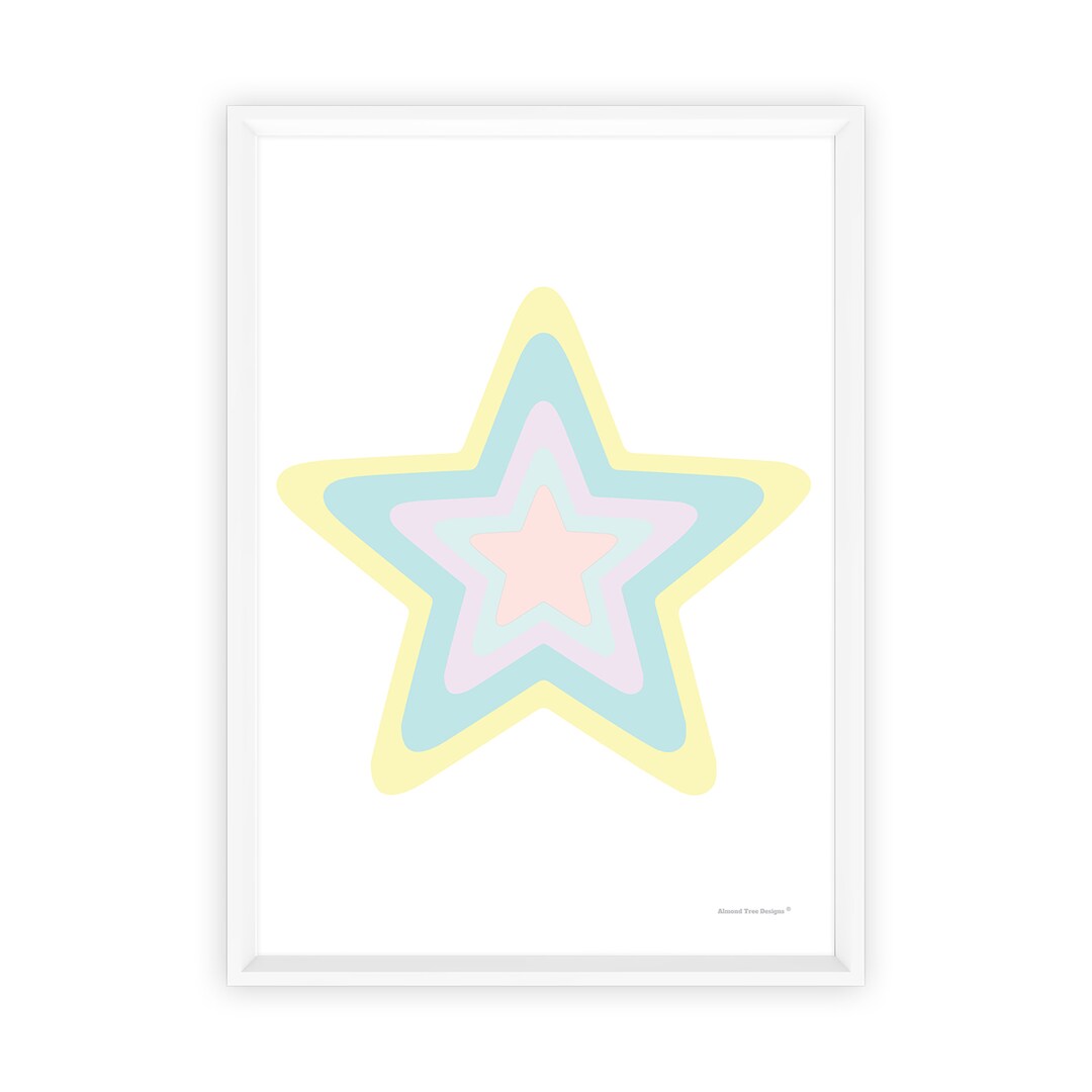 Rainbow Star (pastel Yellow) Instant Digital Download Print | Instant ...